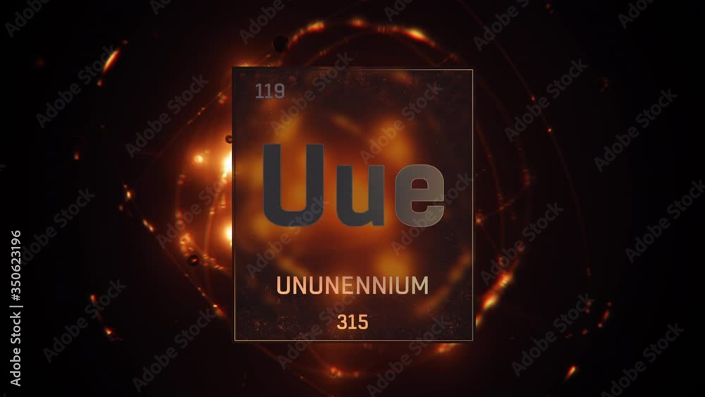 Unnunenium as Element 119 of the Periodic Table. Seamlessly looping 3D ...