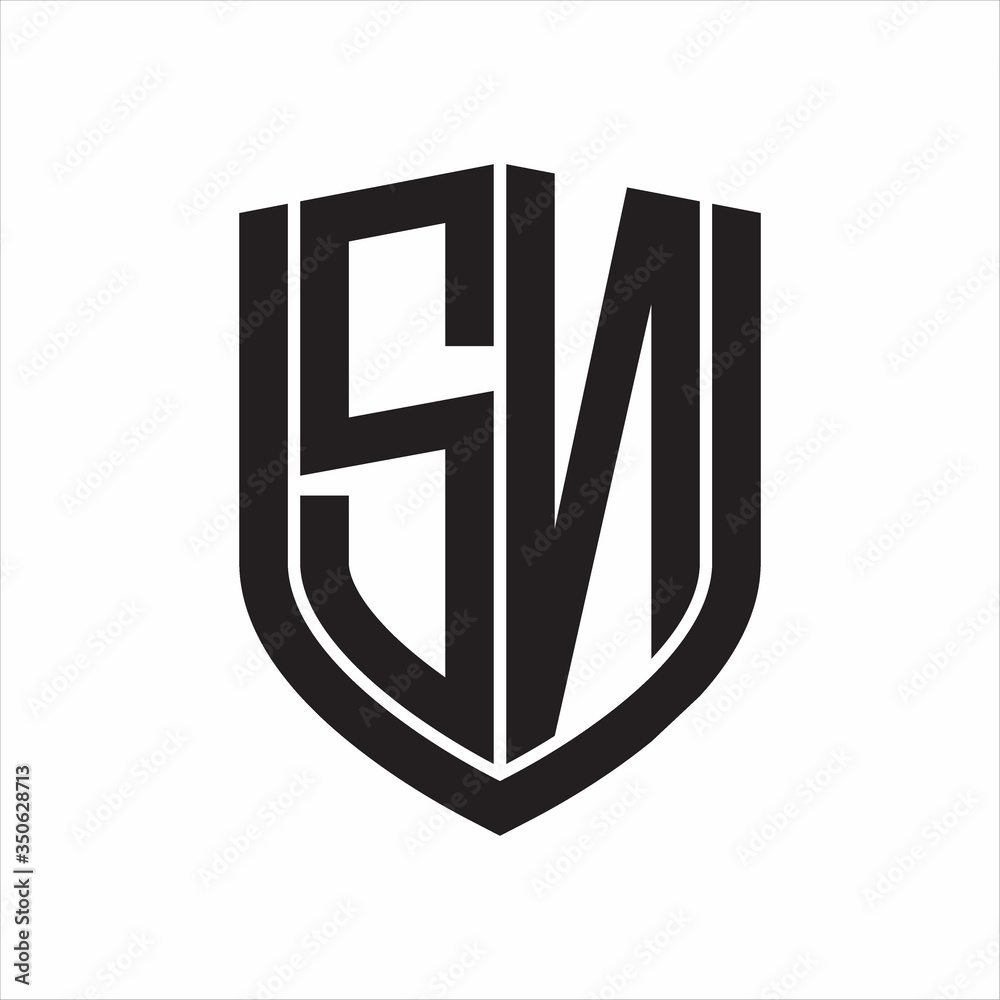 SN Logo monogram with emblem shield design isolated on white background ...