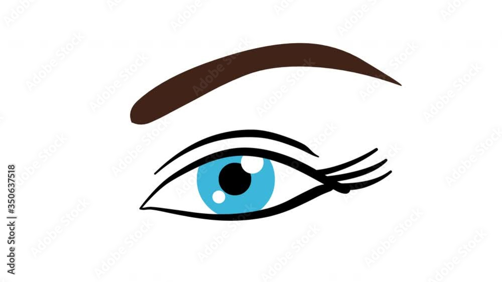 Animated blinking female eye in cartoon style. 4k footage. Seamless ...