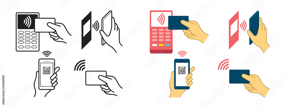 Contactless Payment Concept, Wireless, Symbols, Hand Holding Credit ...