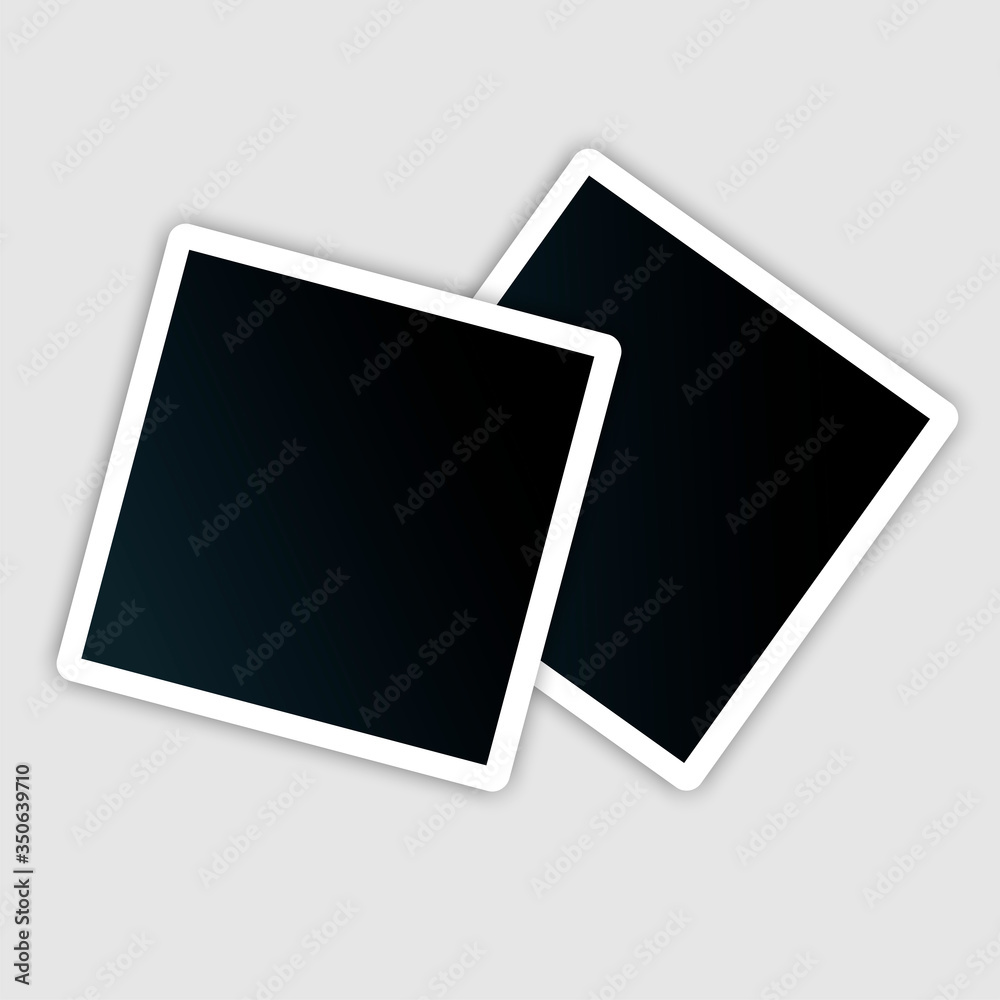 Photo card template with white indent. Sample photo frames with shadow ...