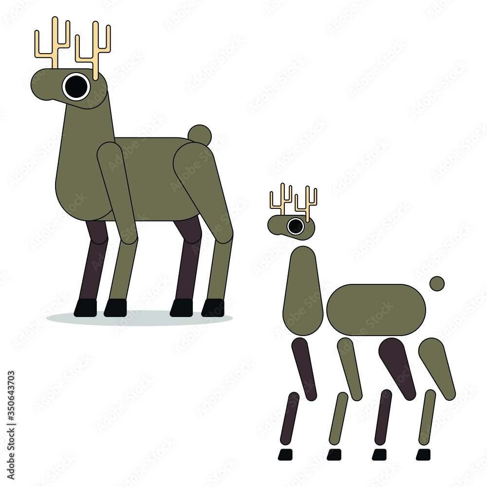 cute deer simple minimalist vector flat animatable animation after ...