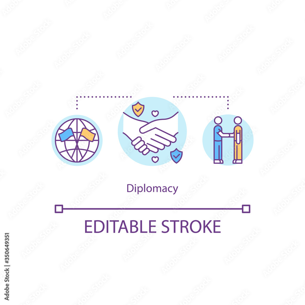 Diplomacy concept icon. Global partnership and union. Multi national ...