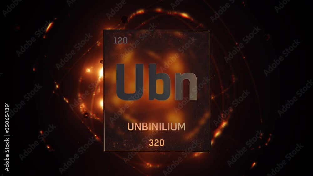Unbinilium as Element 120 of the Periodic Table. Seamlessly looping 3D ...