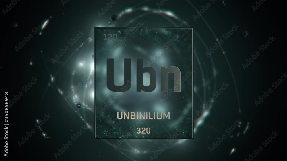 Unbinilium as Element 120 of the Periodic Table. Seamlessly looping 3D ...