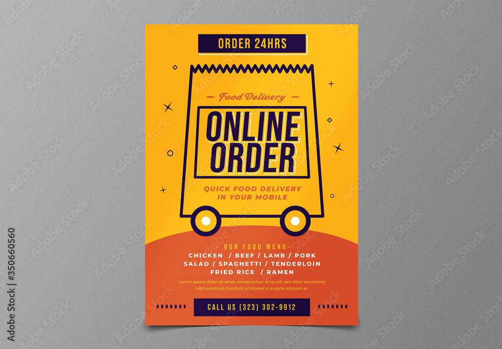 Food Delivery Flyer Layout Stock Template | Adobe Stock
