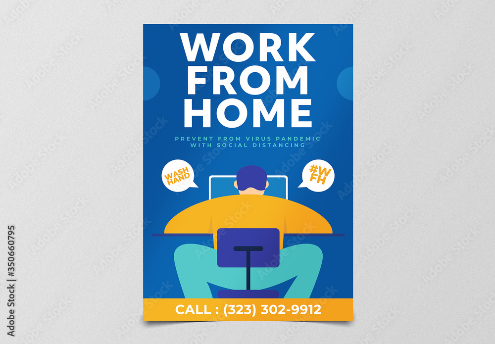 Work from Home Flyer Layout Stock Template | Adobe Stock