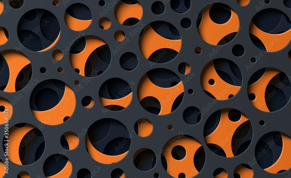 Abstract background with cut out circles of different sizes in paper ...