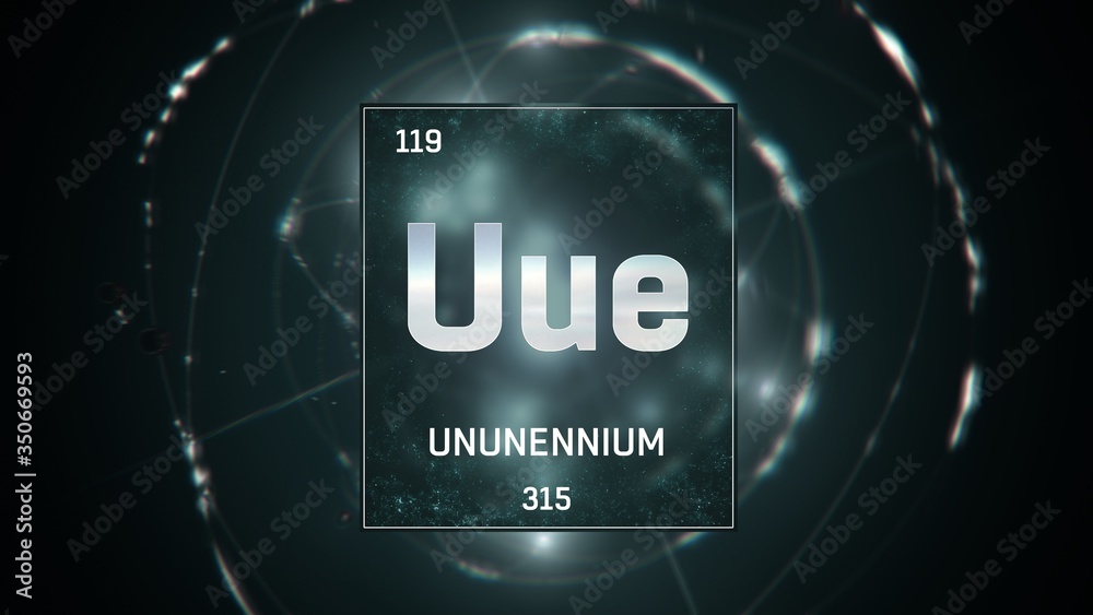 3D illustration of Unnunenium as Element 119 of the Periodic Table ...