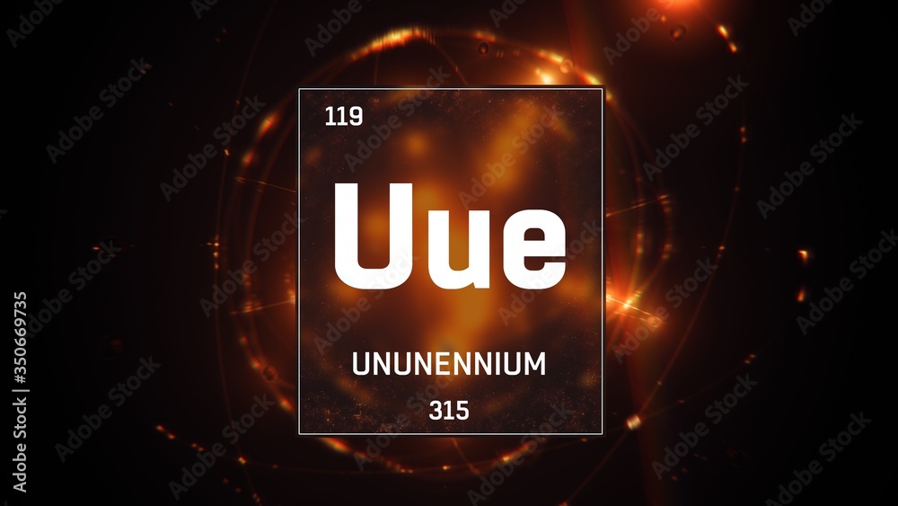 3D illustration of Unnunenium as Element 119 of the Periodic Table ...
