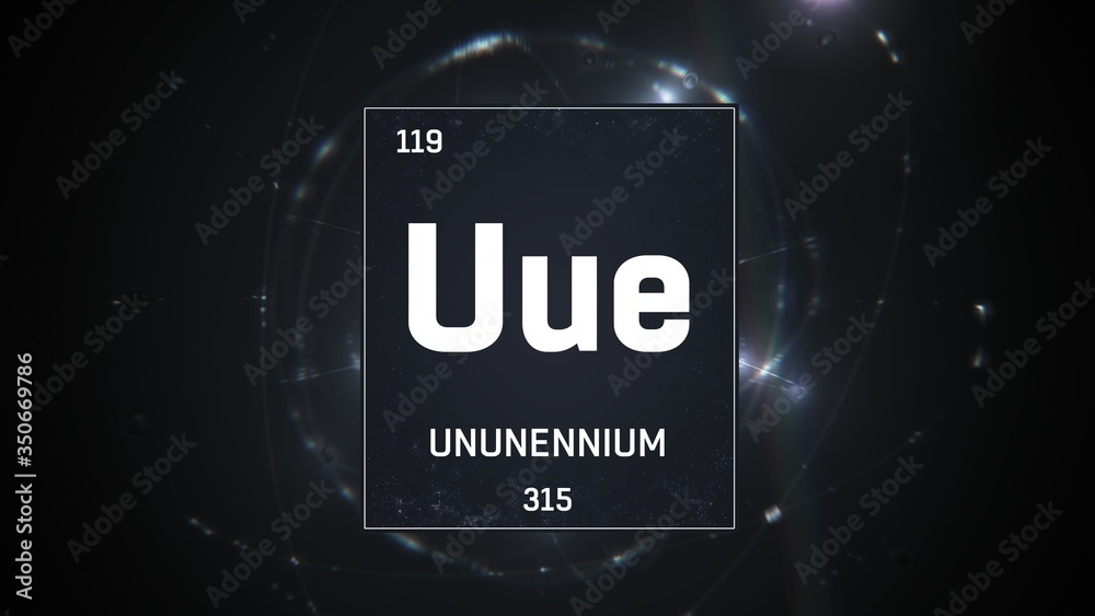 3D illustration of Unnunenium as Element 119 of the Periodic Table ...