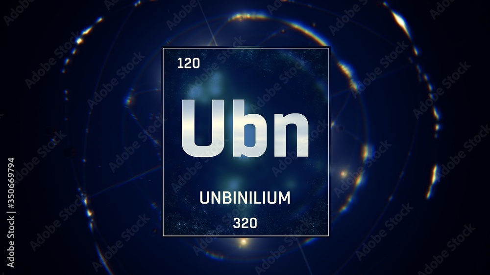 3D illustration of Unbinilium as Element 120 of the Periodic Table ...