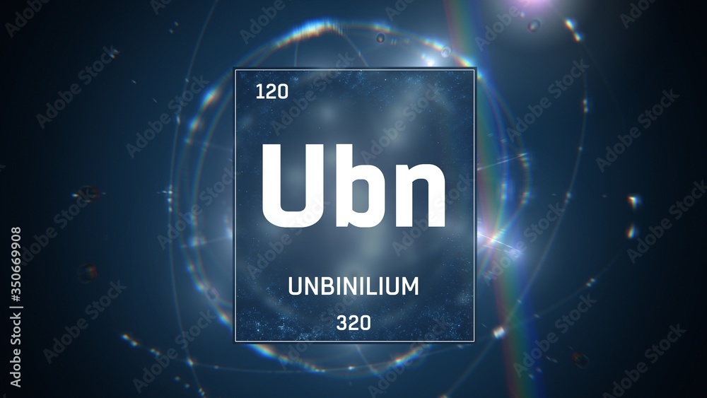 3D illustration of Unbinilium as Element 120 of the Periodic Table ...