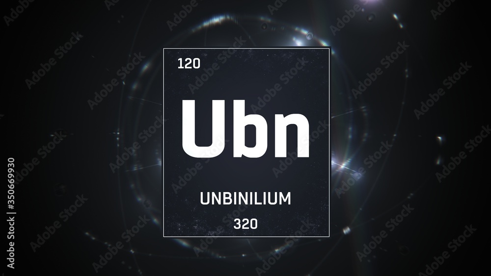 3D illustration of Unbinilium as Element 120 of the Periodic Table ...