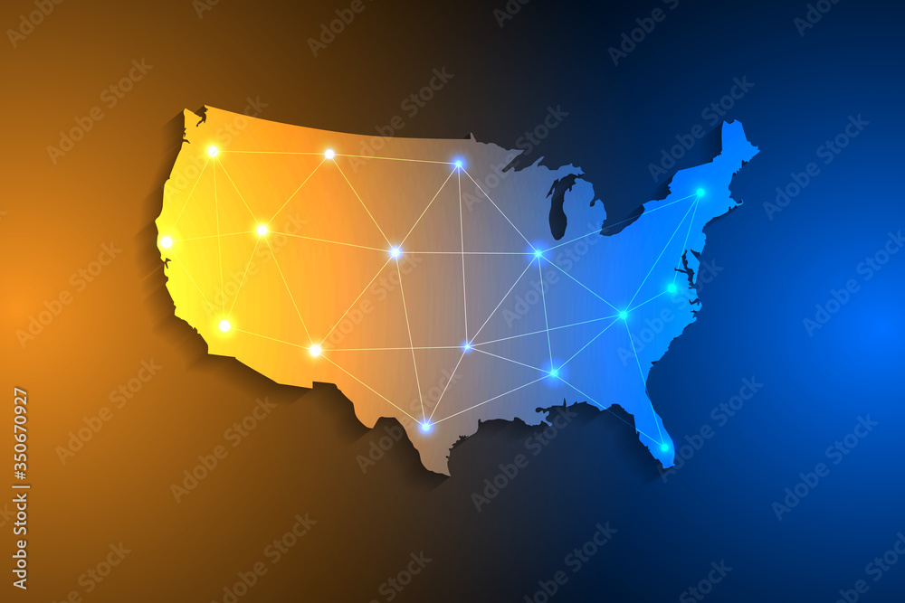 Vector United States Map With Blue
