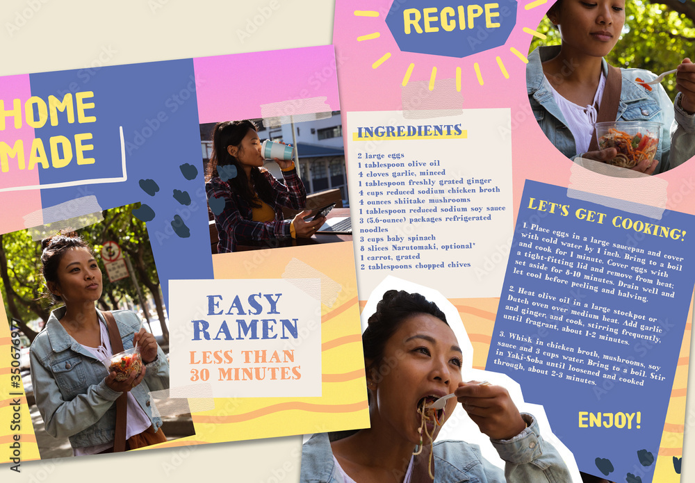 Dreamlike Recipe Social Media Set Stock Template | Adobe Stock