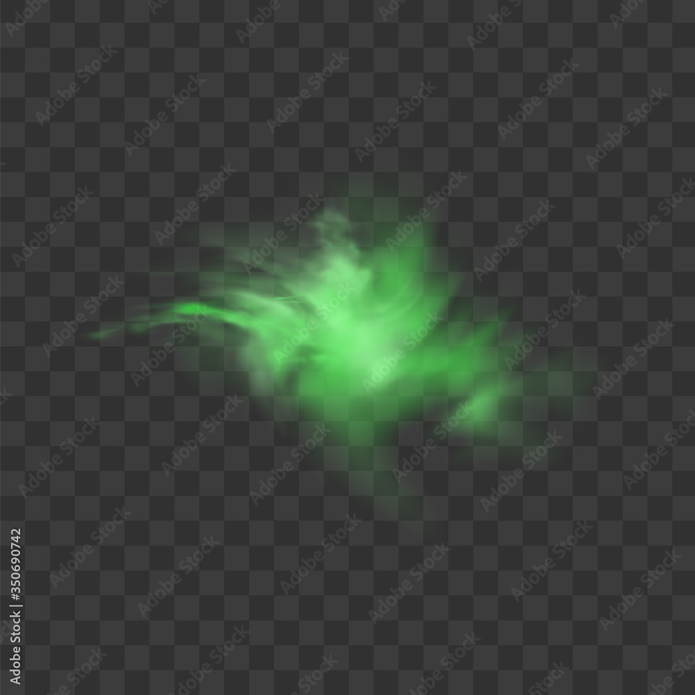 Green smoke isolated on transparent background. Realistic green bad ...