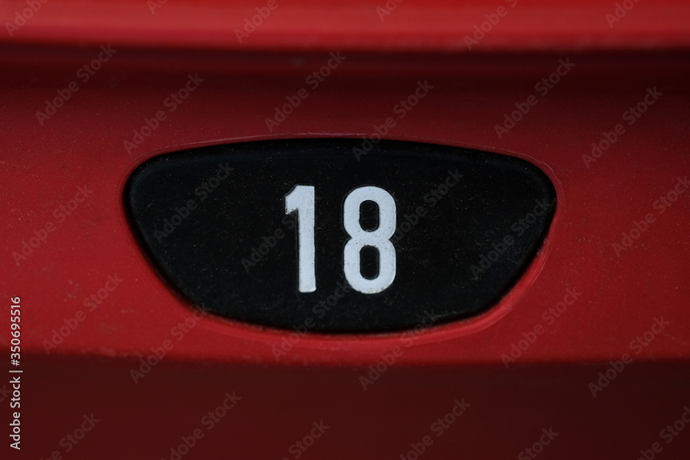 Number Eighteen on stadium seat. Seat number of stadium seats. Numbers ...