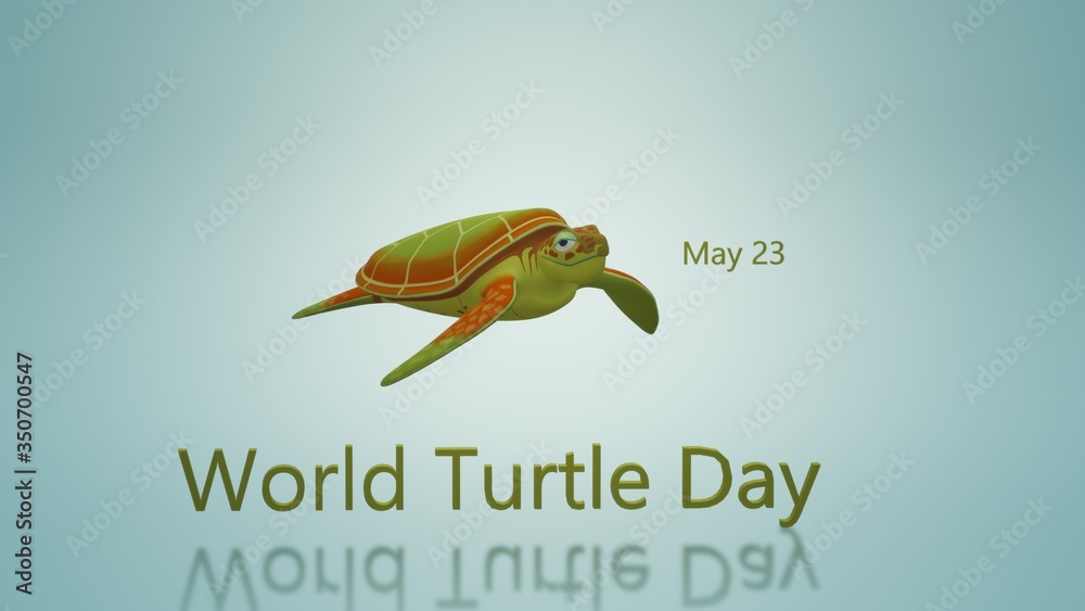 World Turtle Day. 3d image on the theme of animals, animal welfare ...