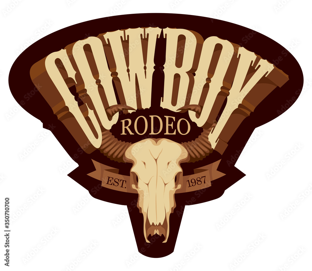 Vector emblem for a Cowboy Rodeo show in retro style. Decorative ...