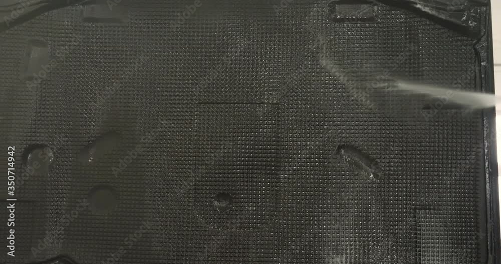 Washing car engine. Car wash service before and after washing. Cleaning ...