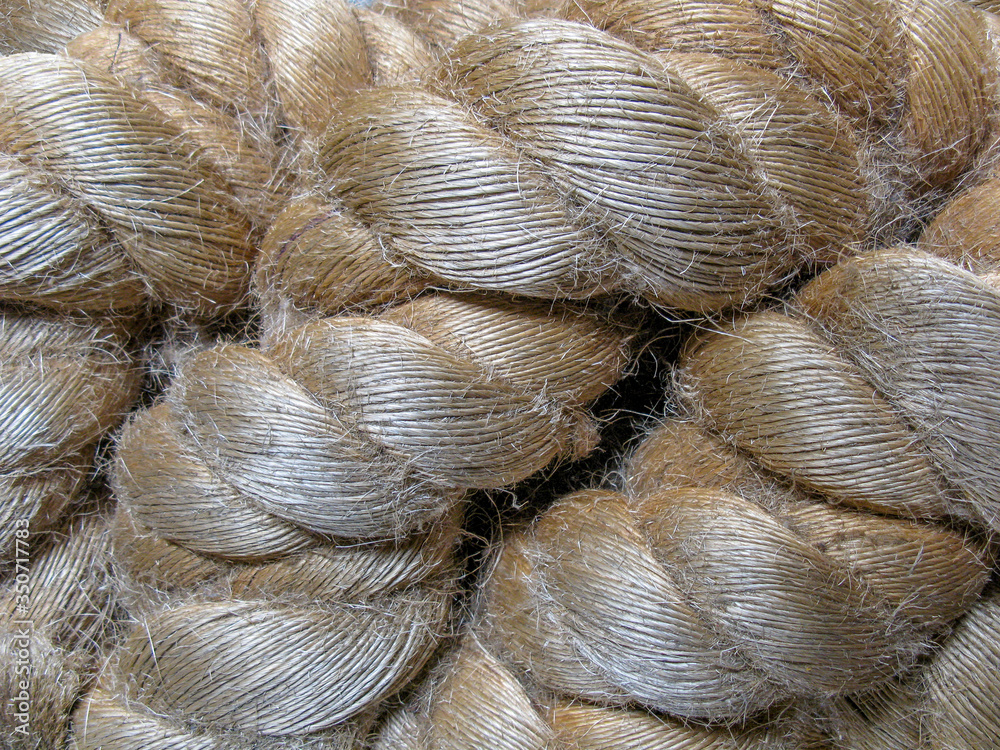 Marine ropes made of natural fiber. Mooring accessories for light and ...