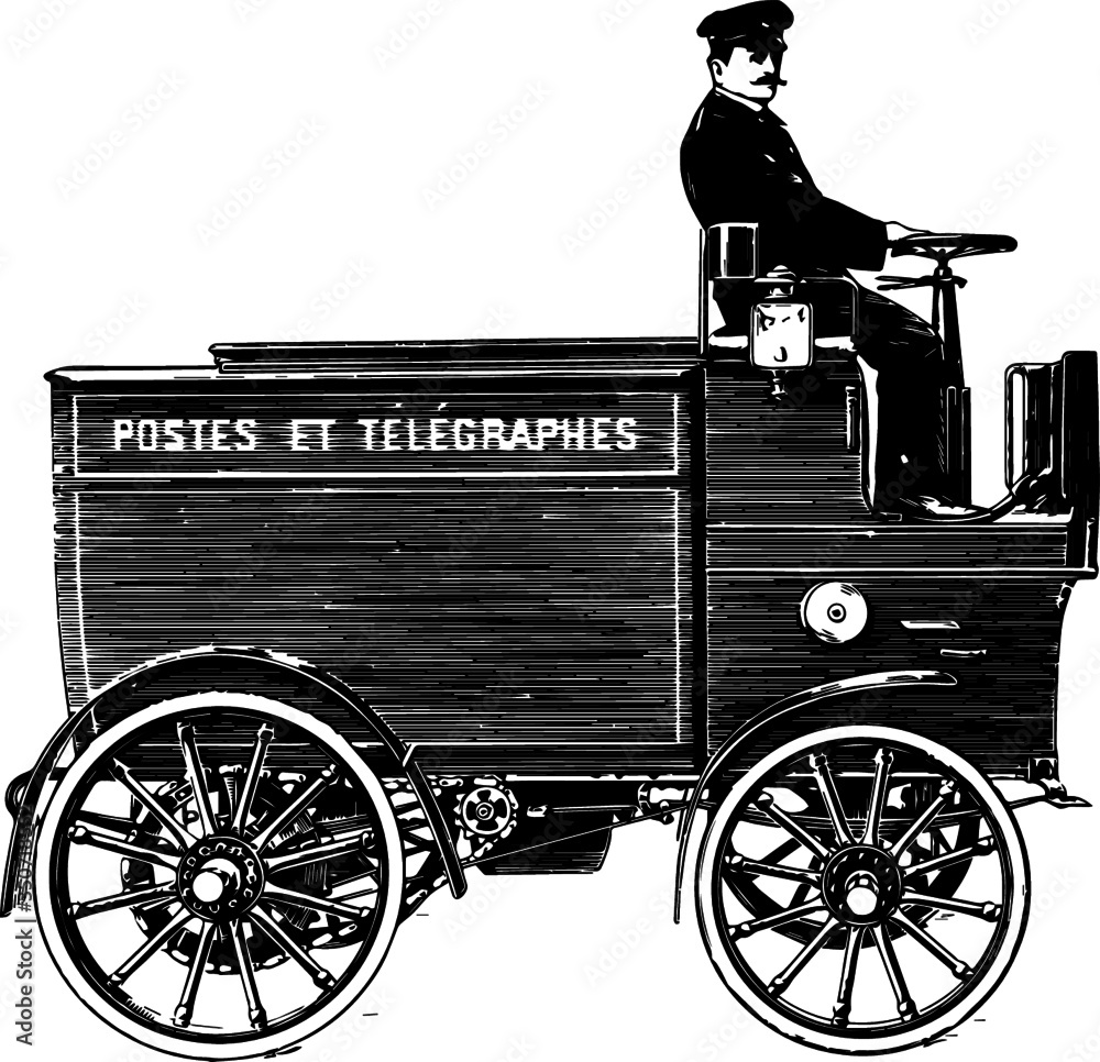 French Postman, Vector Drawing of a 19th century engraving Stock Vector ...