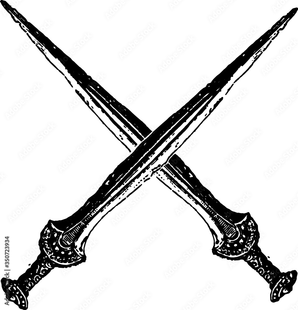 Vintage Drawing of Crossed Swords Stock Vector | Adobe Stock
