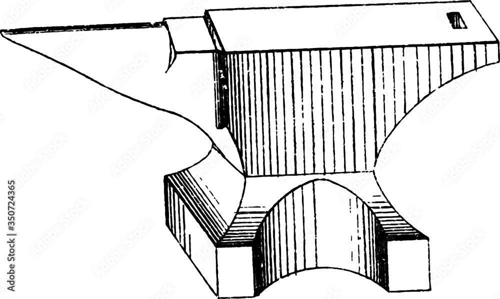 Vintage Drawing of a Metal Anvil Drawing Stock Vector | Adobe Stock