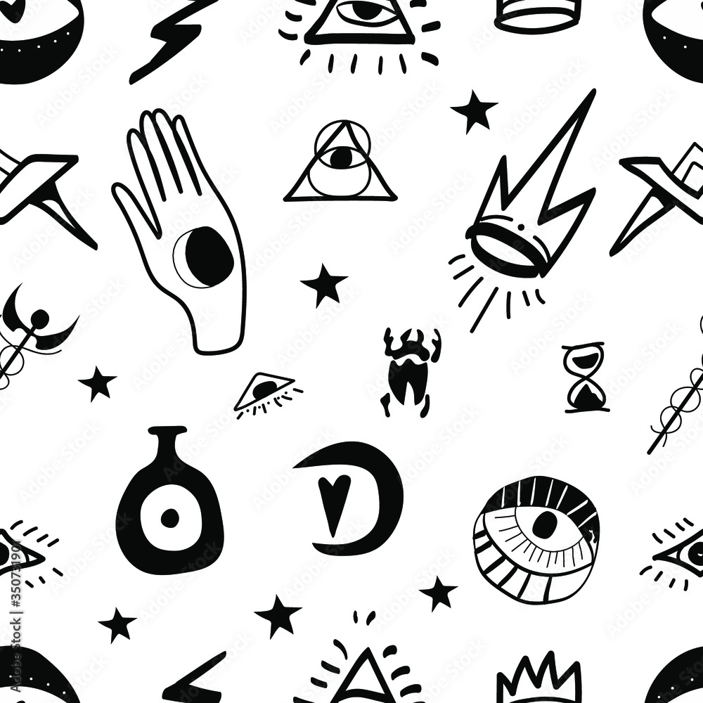 Occult mystic emblems, graphic design tattoo. Esoteric signs alchemy ...