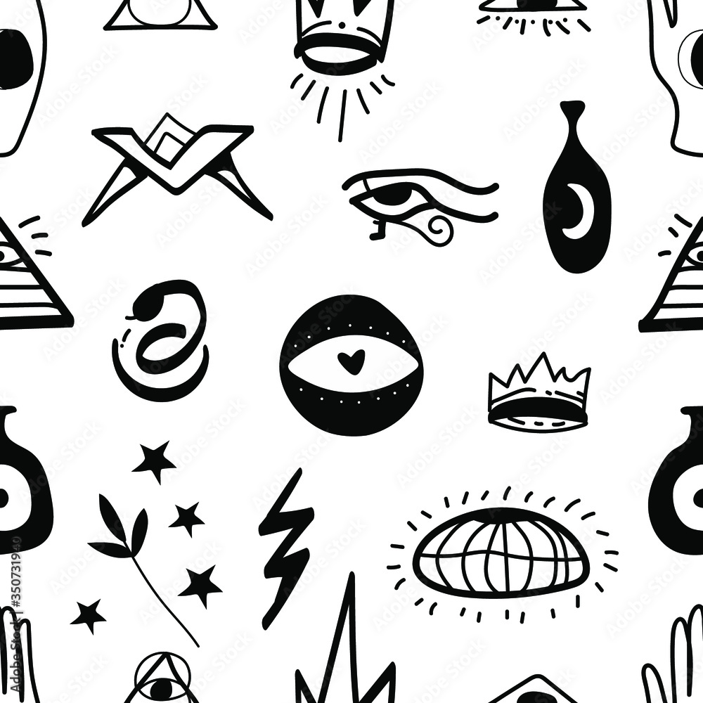 Occult mystic emblems, graphic design tattoo. Esoteric signs alchemy ...