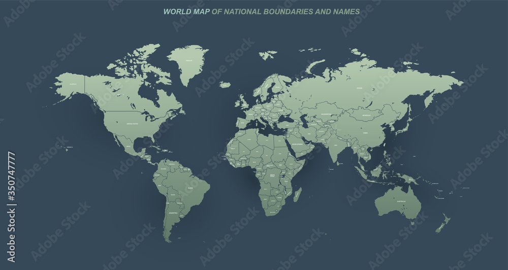 World map vector. Detailed World Map with Name and Boundary Stock ...