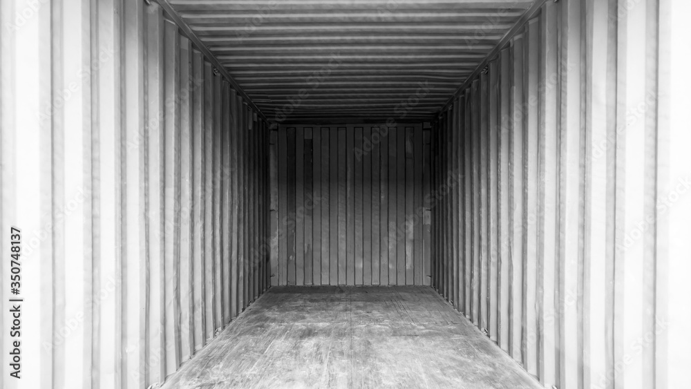 Ship cargo container inner front view, Detail interior industrial ...