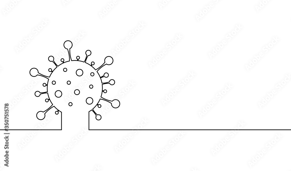 COVID-19 continuous line drawing. virus silhouette, corona virus ...