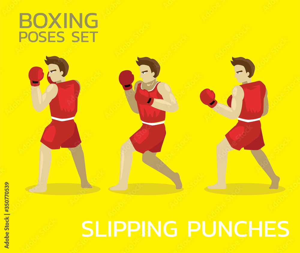 Slipping Punches Manga Boxing Poses Set Man Cartoon Vector Illustration ...