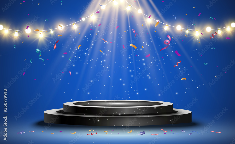 Winner background with signs of first, second and third place on a ...