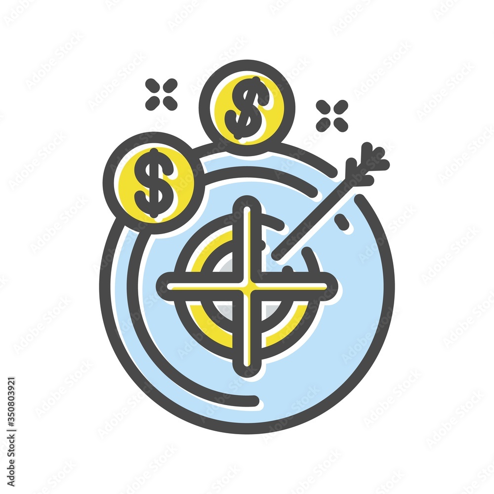 Arrow hitting target thin line icon, logo isolated on white background ...