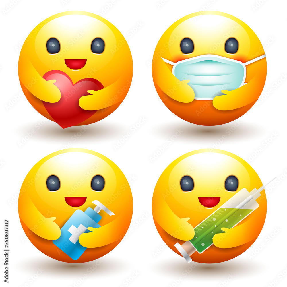Smiley set icon, Protect .disease concept, caring Emotion , mask, sign ...