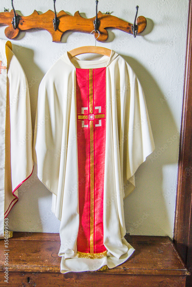 clothing and vestments of the priest for the Holy Mass Stock Photo ...