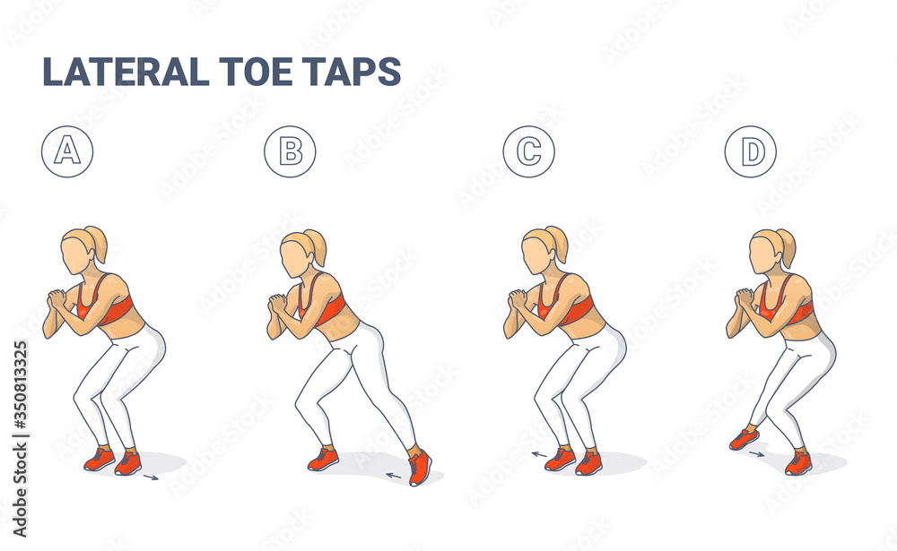 Lateral Toe Taps Classic Athletic Exercise. Girl Doing Toe Taps Workout ...