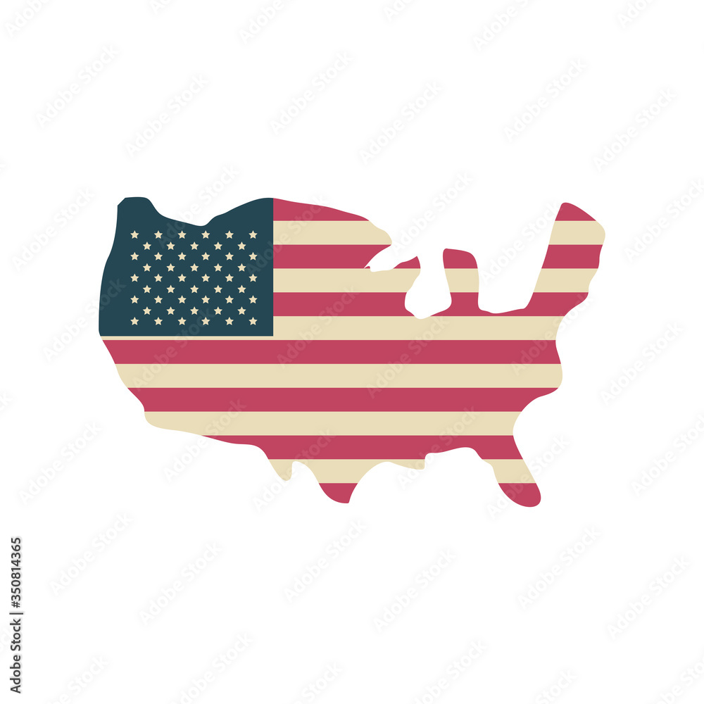 united states map with flag on white background Stock Vector | Adobe Stock