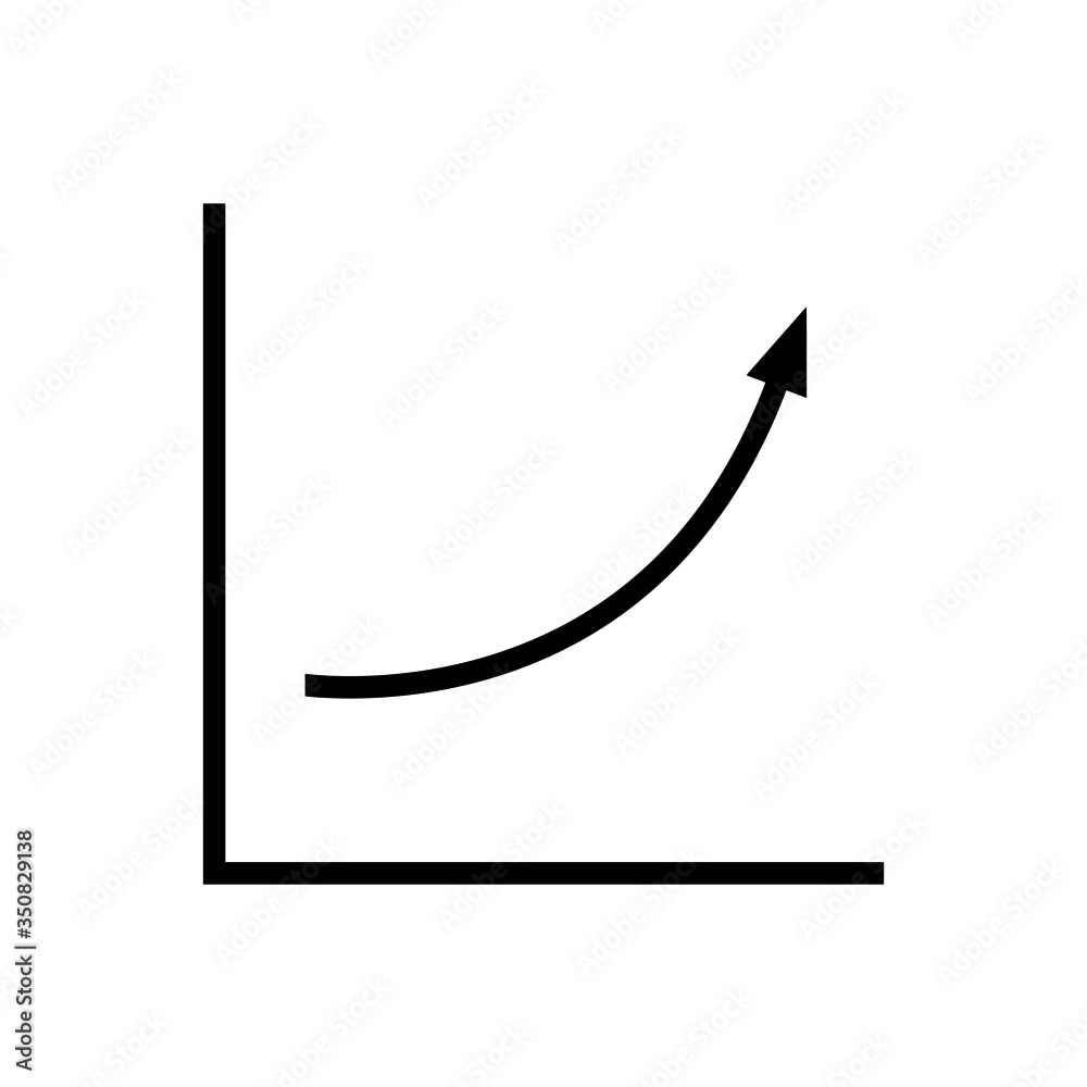 Growth trend icon. Presentation chart with upward curve with ...