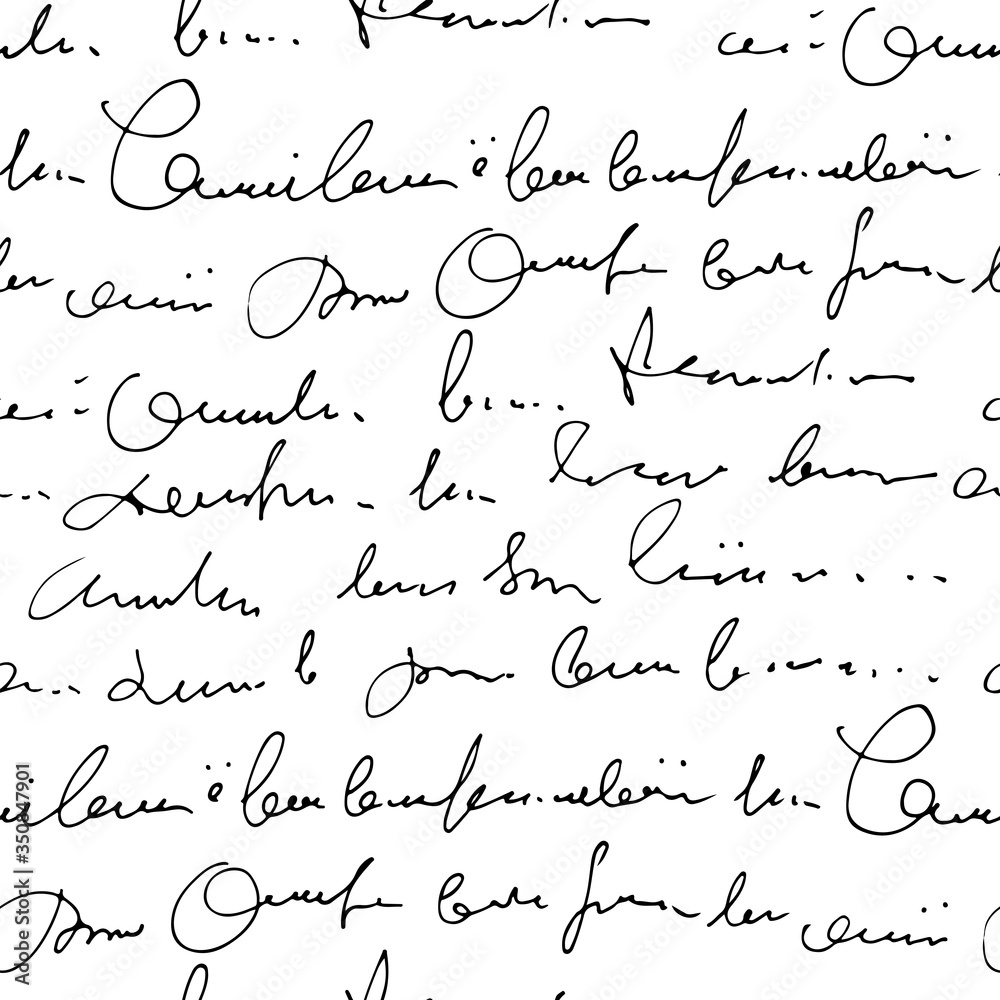 Handwritten Abstract Text Vector Seamless Pattern Vector Monochrome