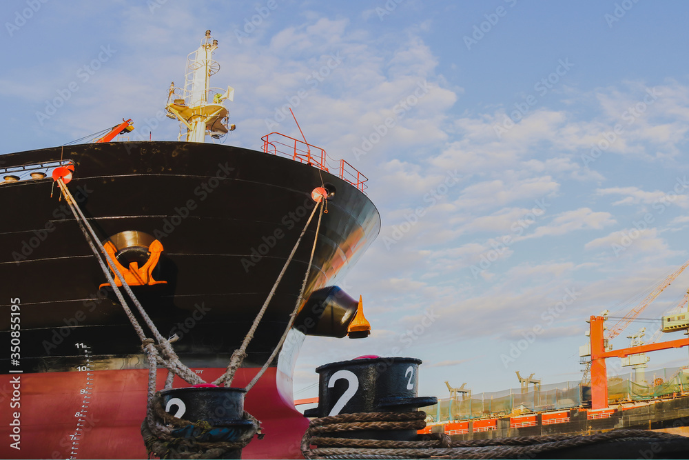 Shipyard The bulk carrier general cargo ship in dry dock yard ...