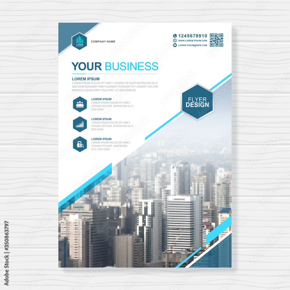 Corporate business cover a4 template and flat icons for a report and ...