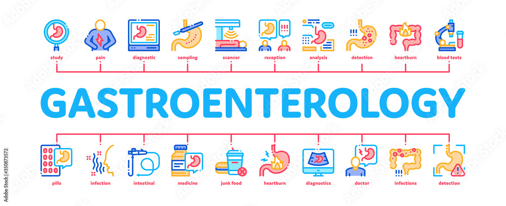 Gastroenterology And Hepatology Minimal Infographic Web Banner Vector ...