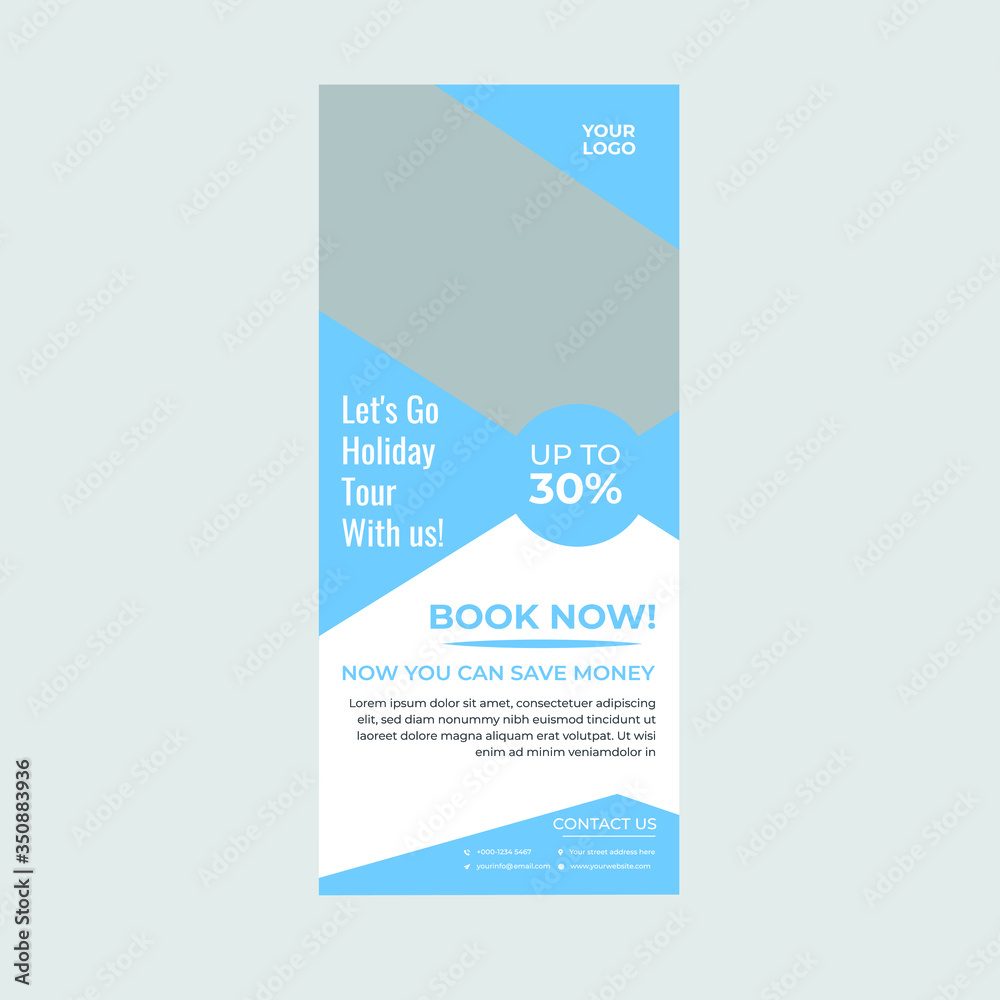 Travel Rollup banner template vector illustration, polygon background ...