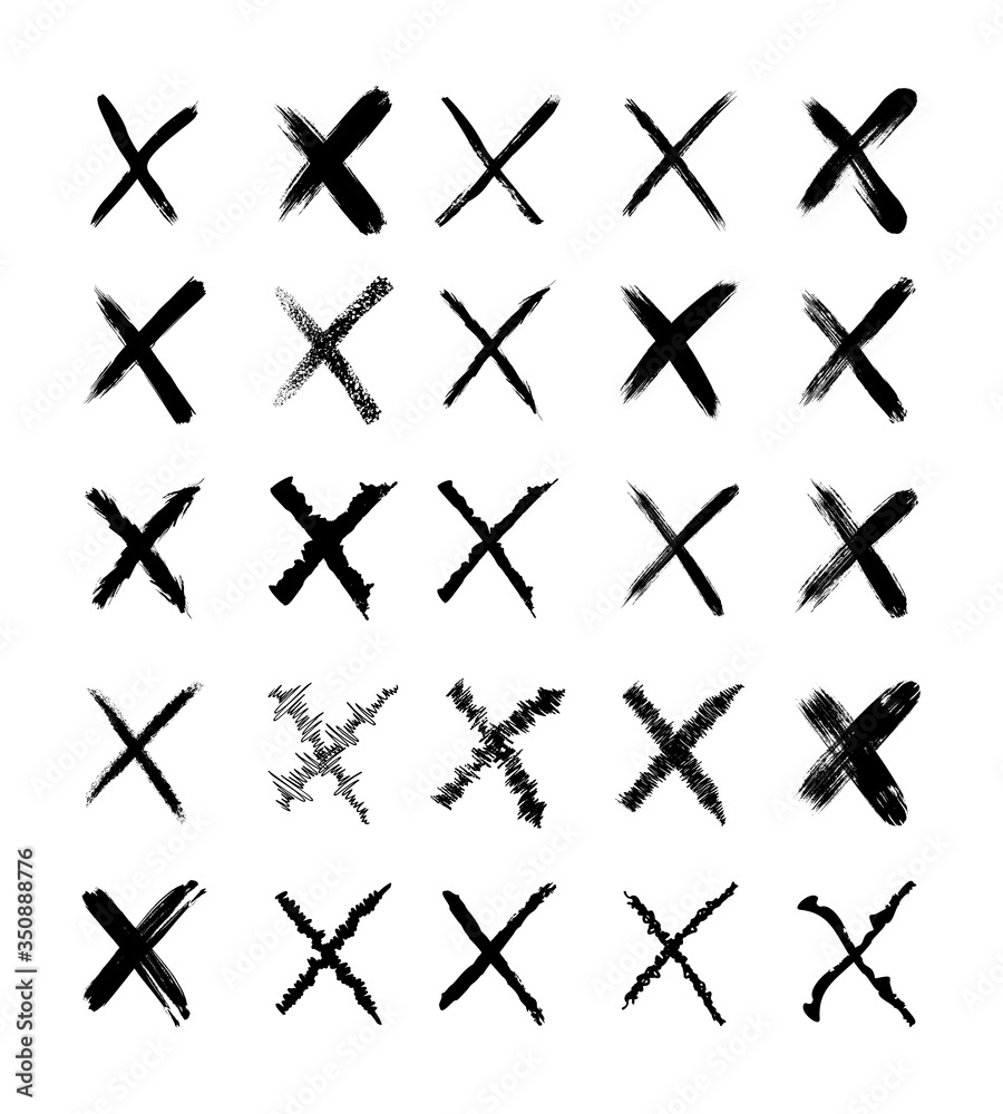 Vector collection of texturing crosses. Big set of grunge elements ...