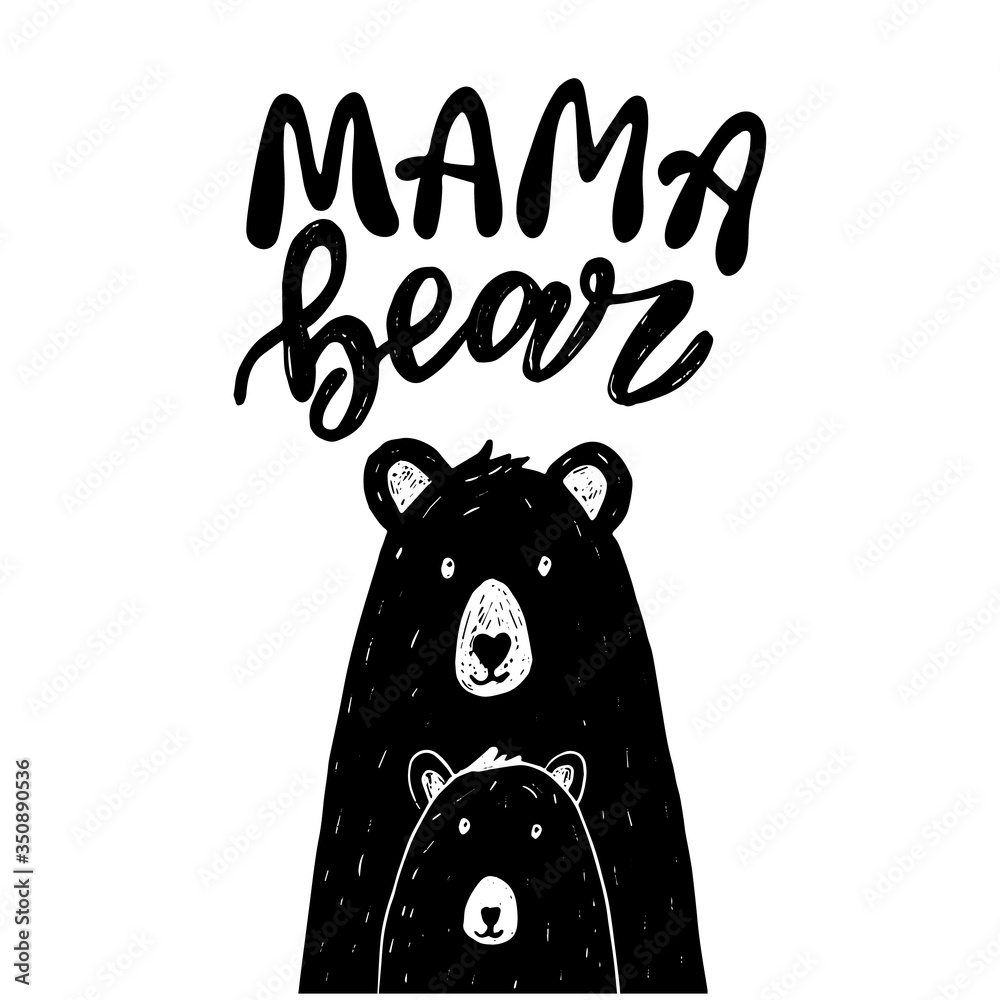 Scandinavian mama bear vector with funny lettering Stock Vector | Adobe ...