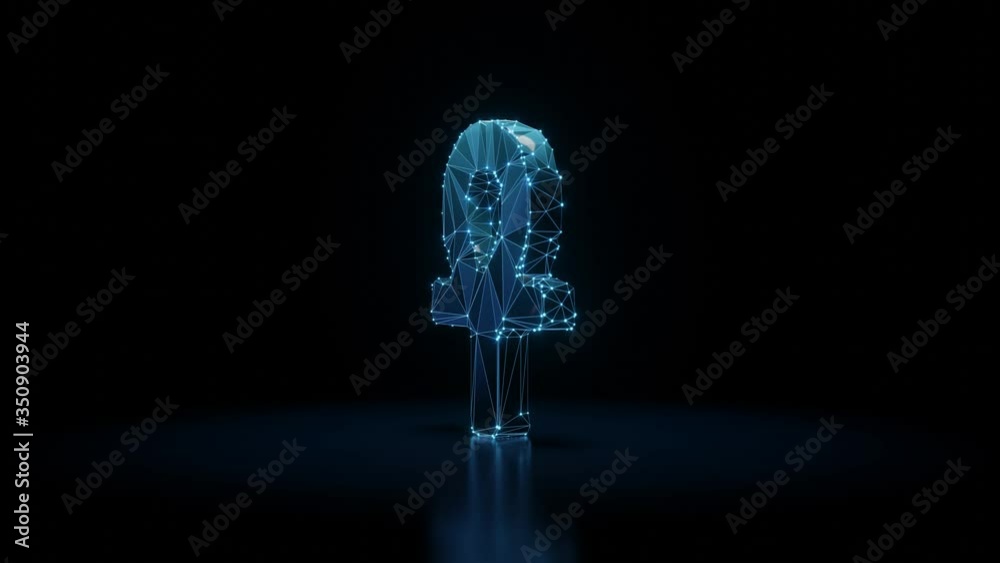 Vidéo Stock 3d rendering seamless loop 4k rotation wireframe neon glowing symbol of ankh with ...